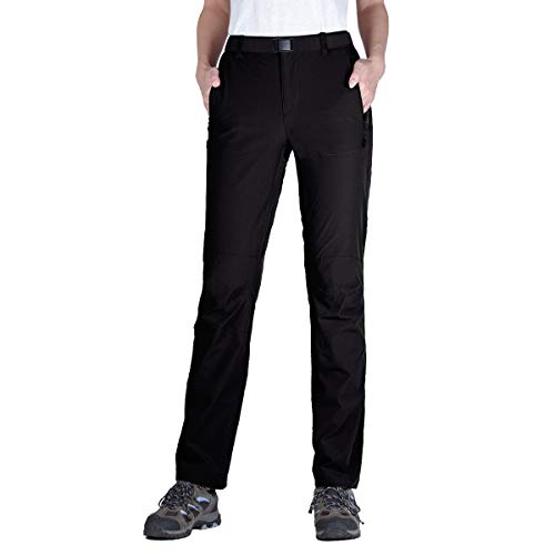 FREE SOLDIER Women's Hiking Pants Outdoor Quick Dry Lightweight Stretch Pants UPF 50+ Water Resistant Cargo Pants (Black 8)