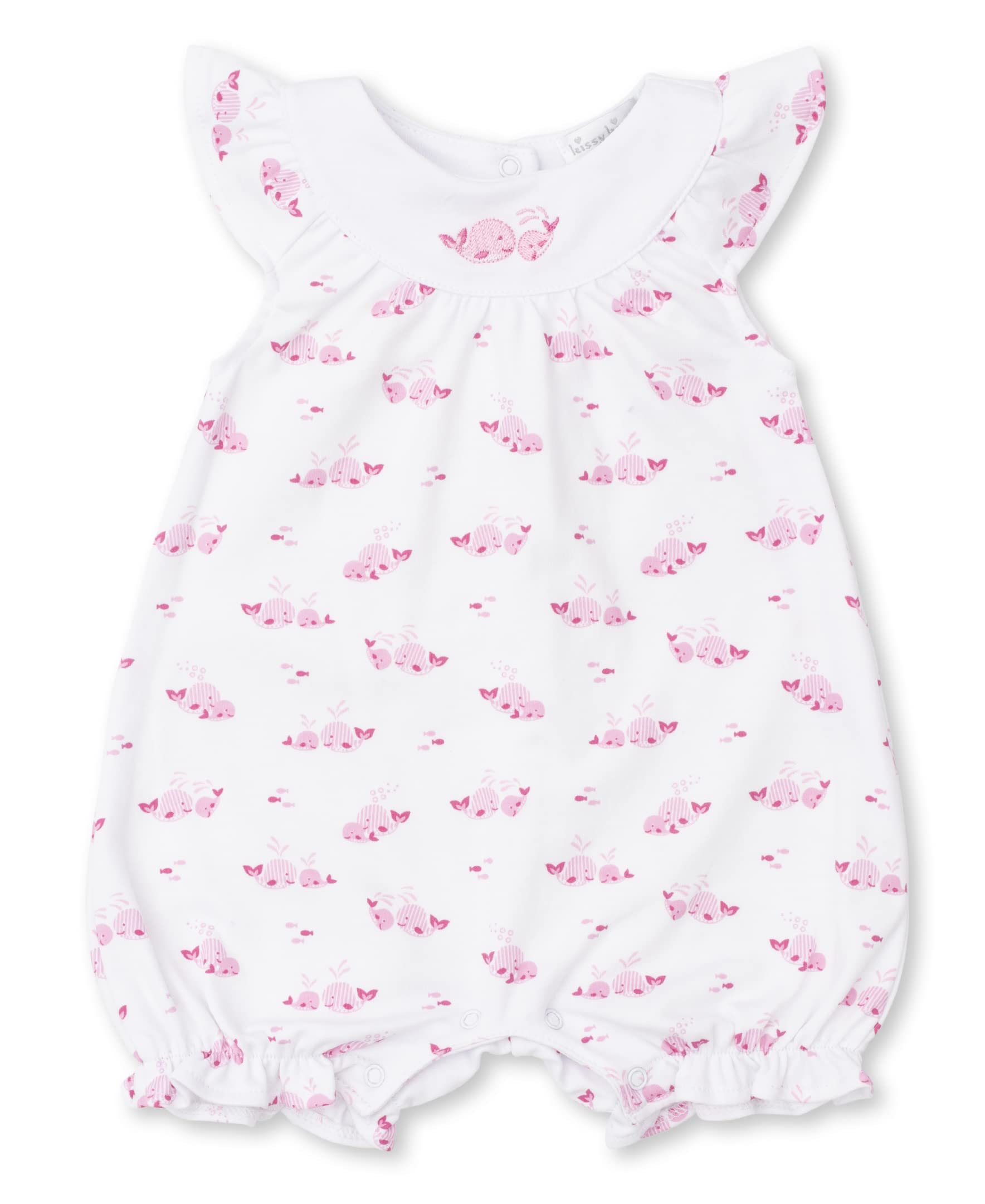 Kissy Kissy Baby-Girls Infant Whale Wishes Print Short Playsuit-Pink-3-6 Months