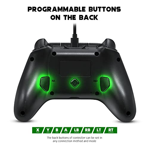 Miss Home Black Xbox One Wired Controller with Back Button, Gaming Joypad Controllers with 3.5mm Audio Jack for Xbox One/S/X/PC Windows 10 Game Control with Button Caps