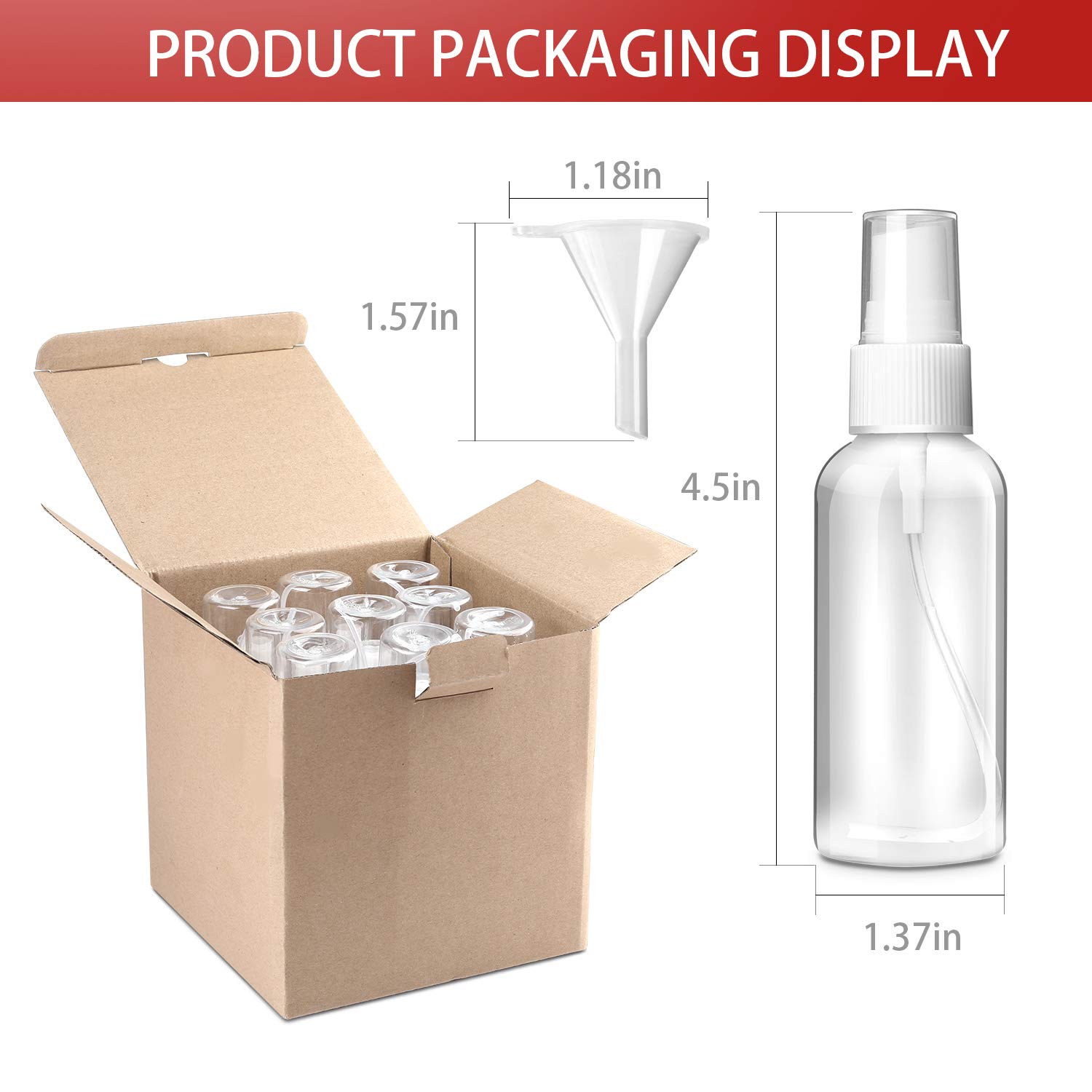 Free Walker 25Pack Spray Bottle 2oz/60ml with 2 Mini Filling Funnels,Small Reusable Portable Empty Plastic Bottles with Atomizer Pumps for Daily and Travel