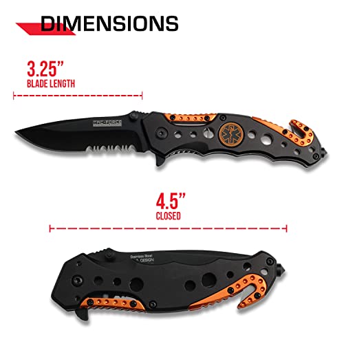 NDZ Performance TAC-Force Spring Assisted Opening EMT EMS Orange Rescue Folding Pocket Knife New