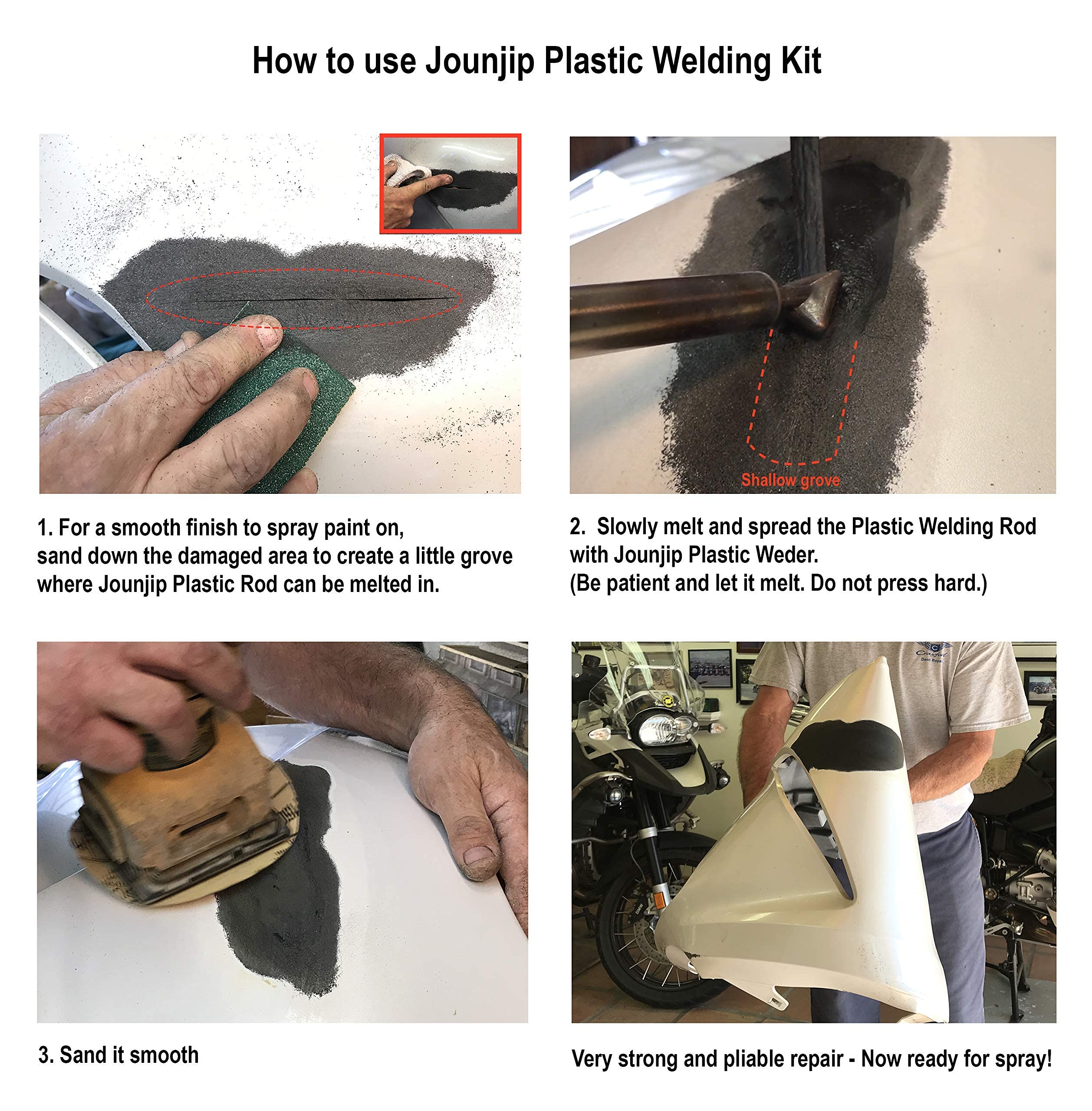JOUNJIP Plastic Welding Repair Premium Bundle Kit - for Bumper, Dashboard, Kayak, Canoe