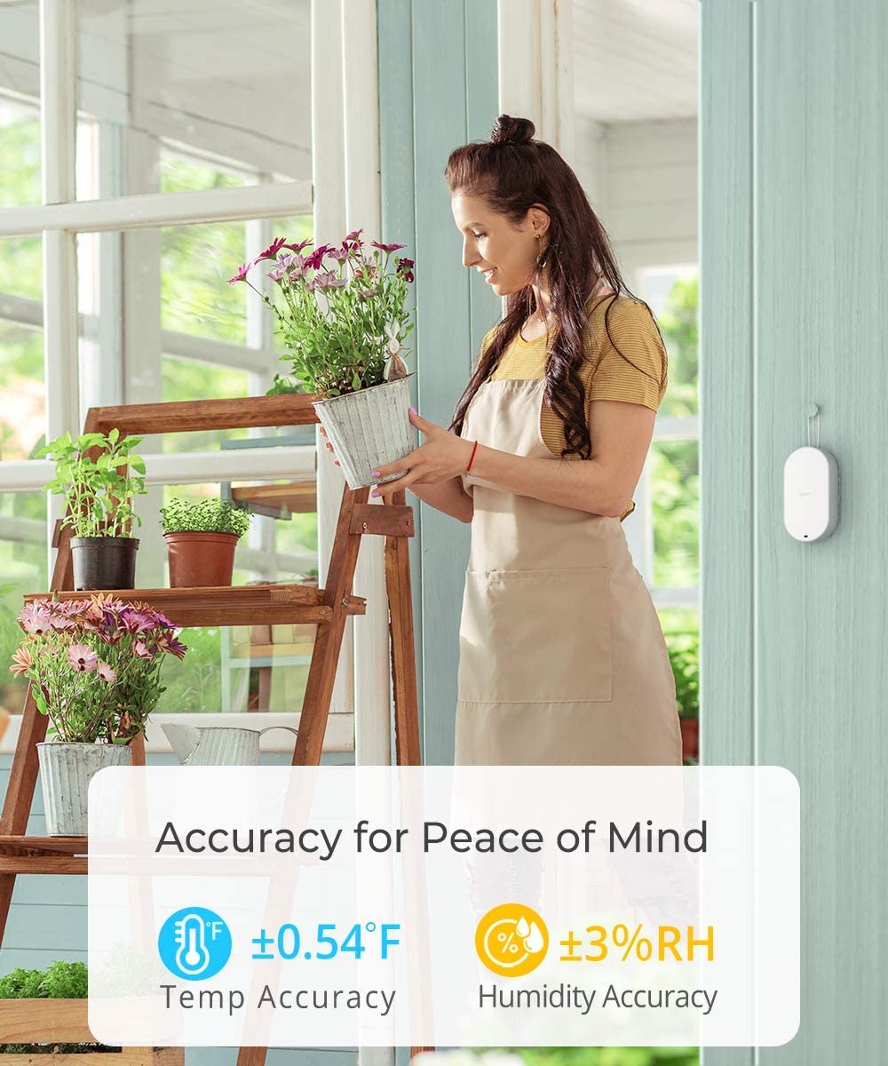 Govee WiFi Hygrometer Thermometer, Wireless Temperature Humidity Sensor with App Alerts, for Greenhouse, Basement, Pets, Garage, 1 Sensor and 1 Gateway (Supports 2.4G WiFi)