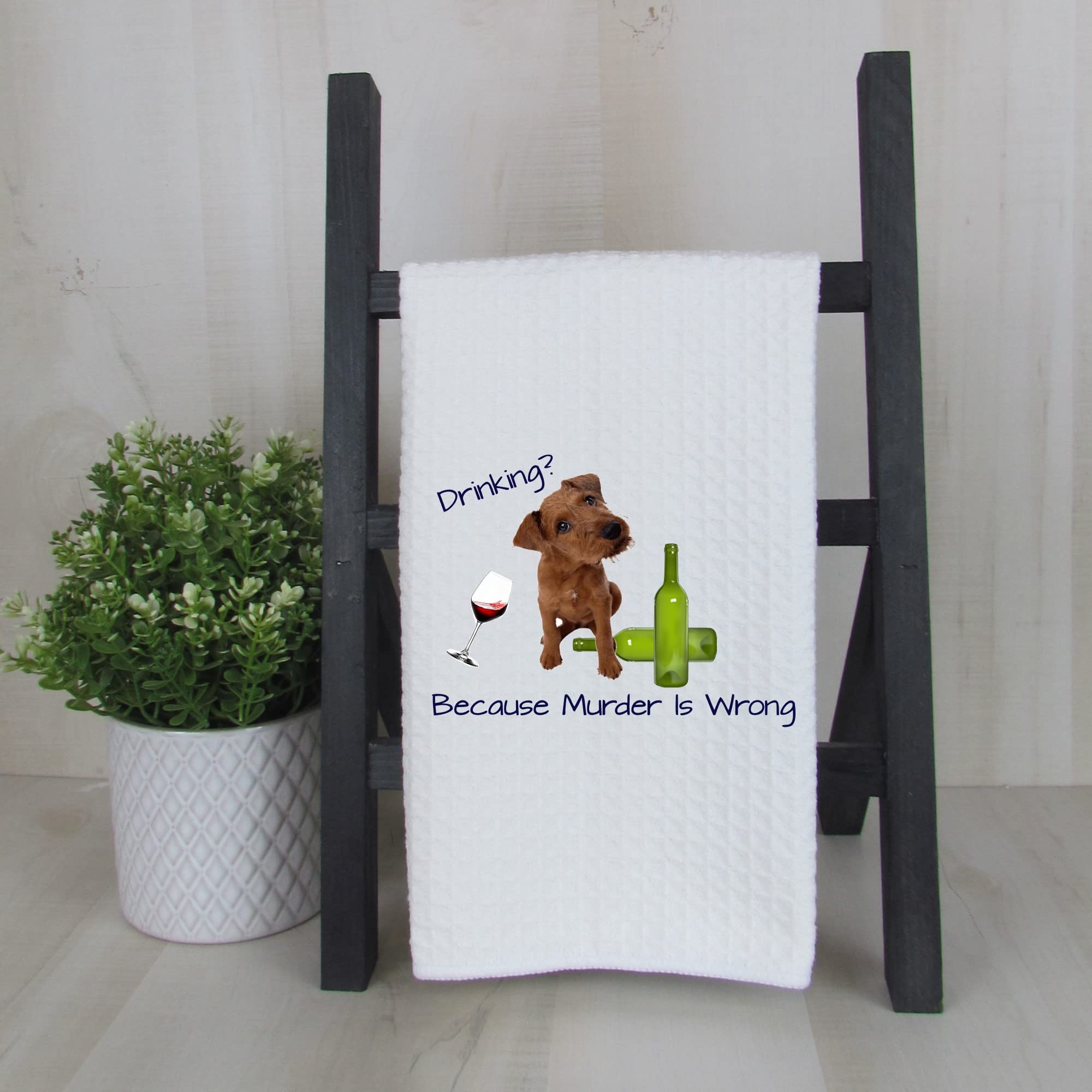 Home Bar, Dish Towels, Kitchen Towel, Tea Towels, Bar Towel, Bourbon, Funny Bar Towel, Bourbon Bar, Bar, House Bar, Funny Dish Towel, Drinking Because Murder is Wrong Wine with Glass