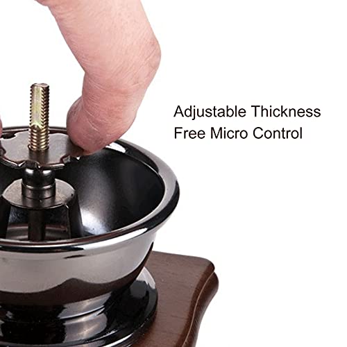 MOUMOUTEN Manual Coffee Grinder, Portable Adjustable Hand Pull Out Coffee Bean Bean Grinder Burr Mill, Retro Style Wooden Desk Decoration