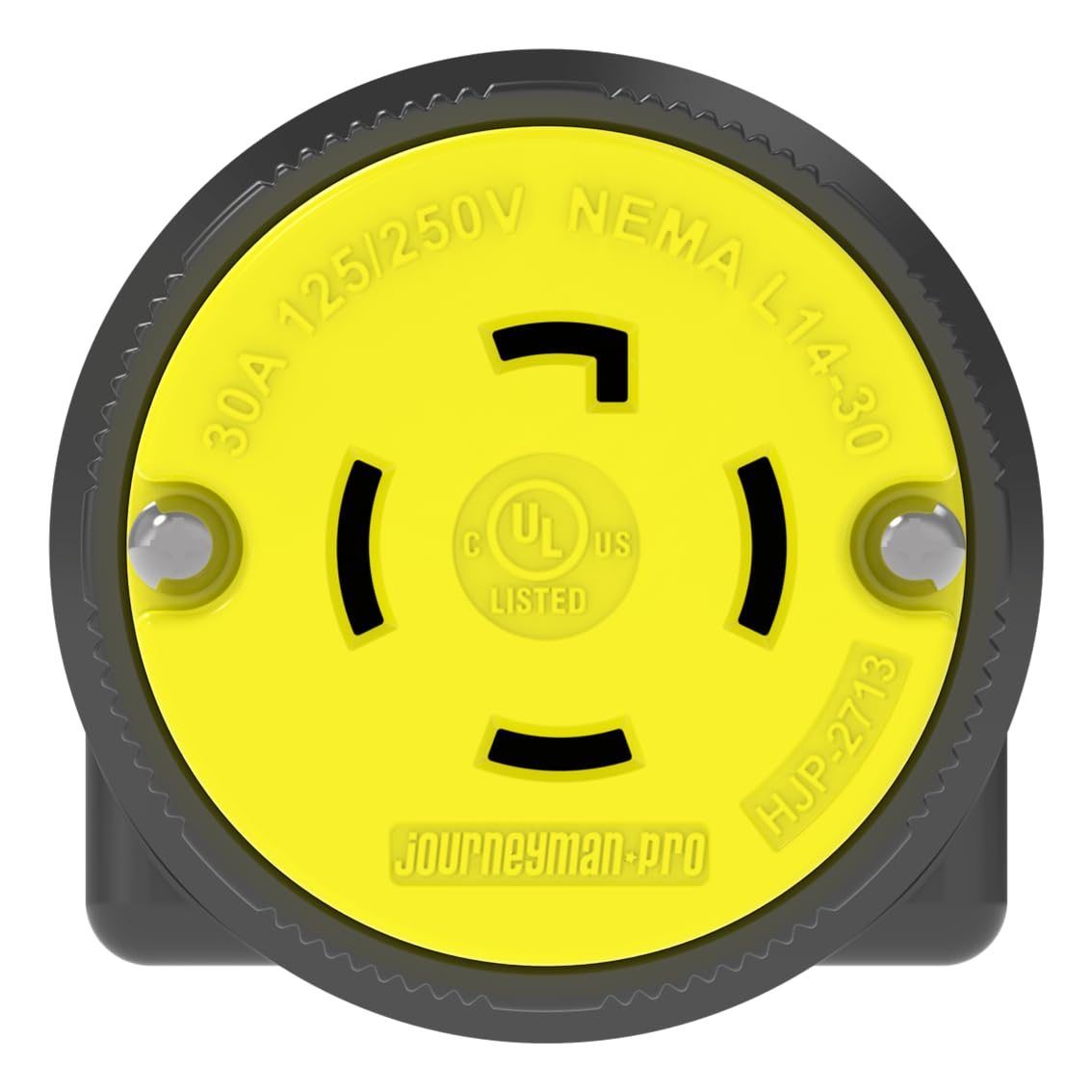 Journeyman-Pro 2713 30 Amp, 125/250 Volt, NEMA L14-30R, 3P, 4W, Locking Plug Connector, Black Industrial Grade, Grounding 7500 Watts Generator Rating (L14-30R (Female Plug))
