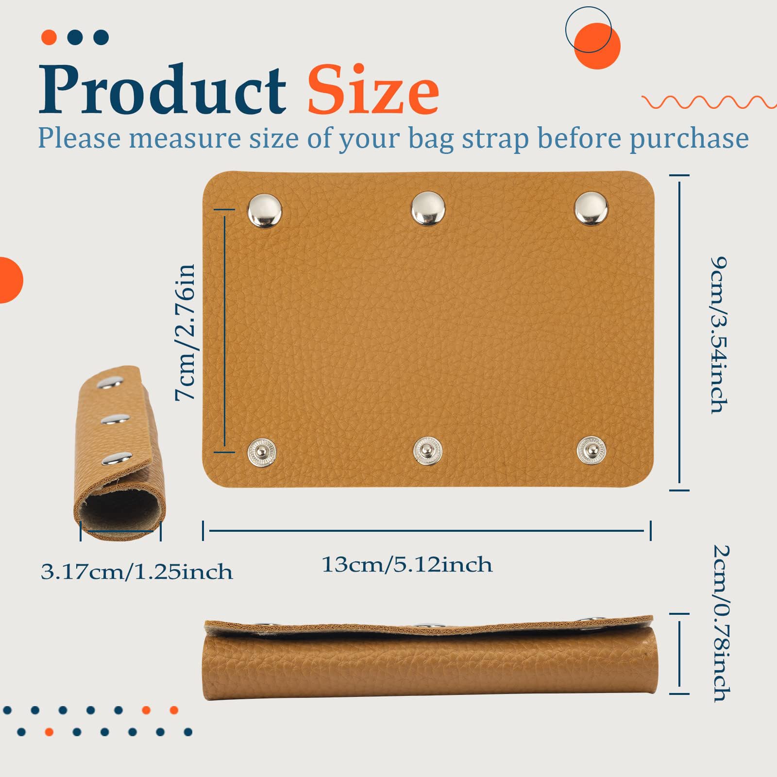 IUAQDP 2 Pieces Handbag Handle Leather Wrap Cover, Luggage Bag Grip Protector Saddle with Brass Clasp, Soft Purse Strap Pad Identifier for Shopping Bag Travel Bag Suitcase Tote Bag Wallet, Black