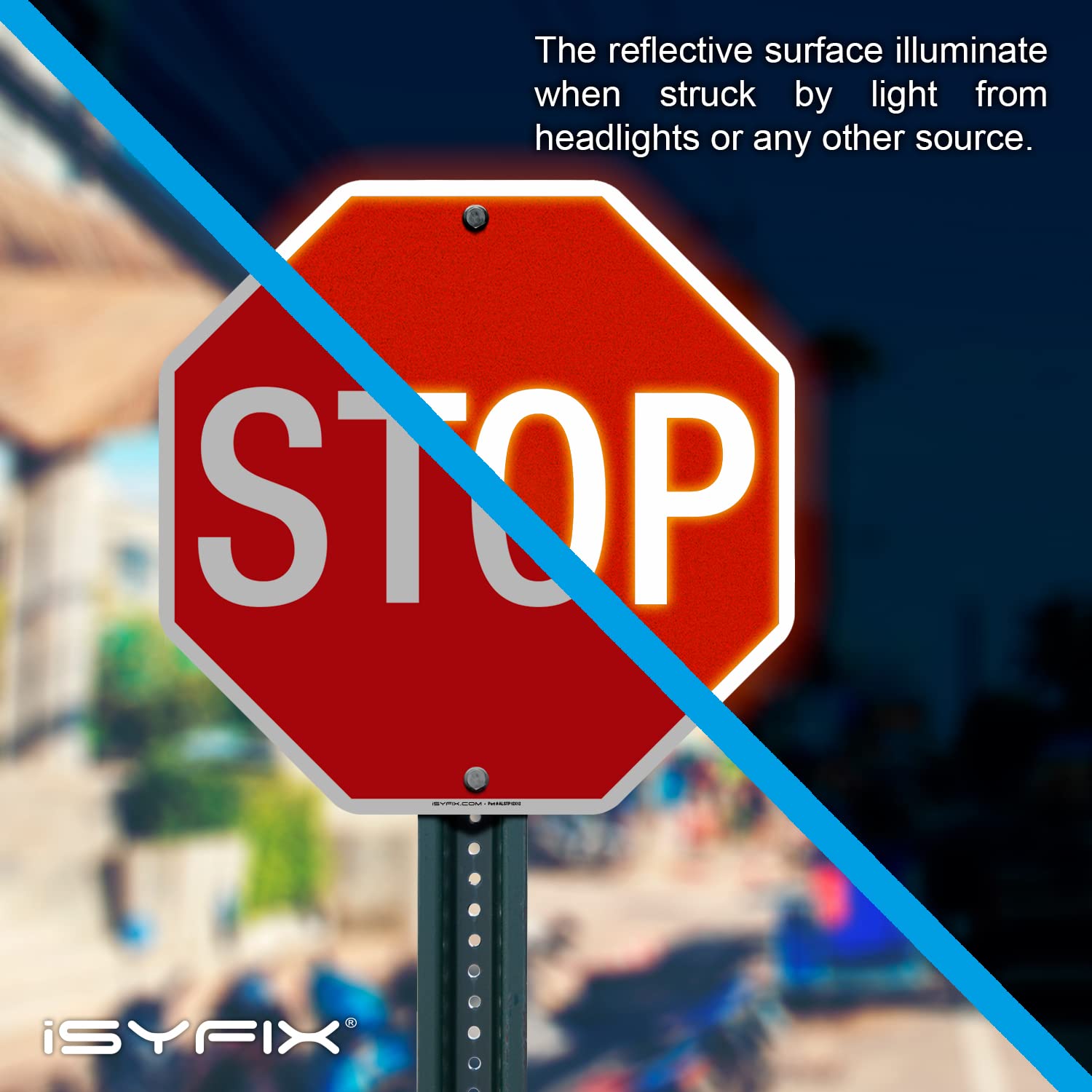 iSYFIX Stop Sign Reflective Aluminum – 12 x 12 Inch,1 Pack– Street Traffic, Slow Warning, Laminated, UV, Weather, Scratch and Fade Resistant on Outdoors, Great for Crossings, Garage and Parking