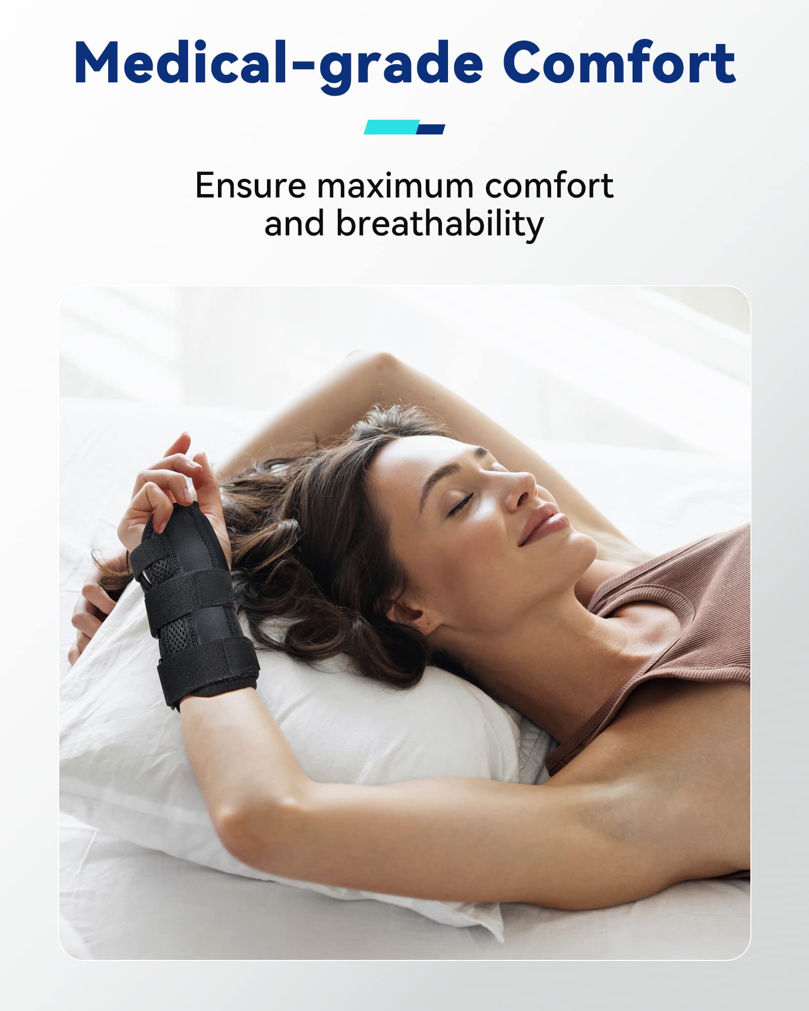 Fitomo Carpal Tunnel Wrist Brace Night Support with 3 Metal Splints for Sleeping and Soft Thumb Opening, Adjustable Wrist Support Hand Brace for Tendonitis Arthritis Sprains, 1 Unit, Right Hand
