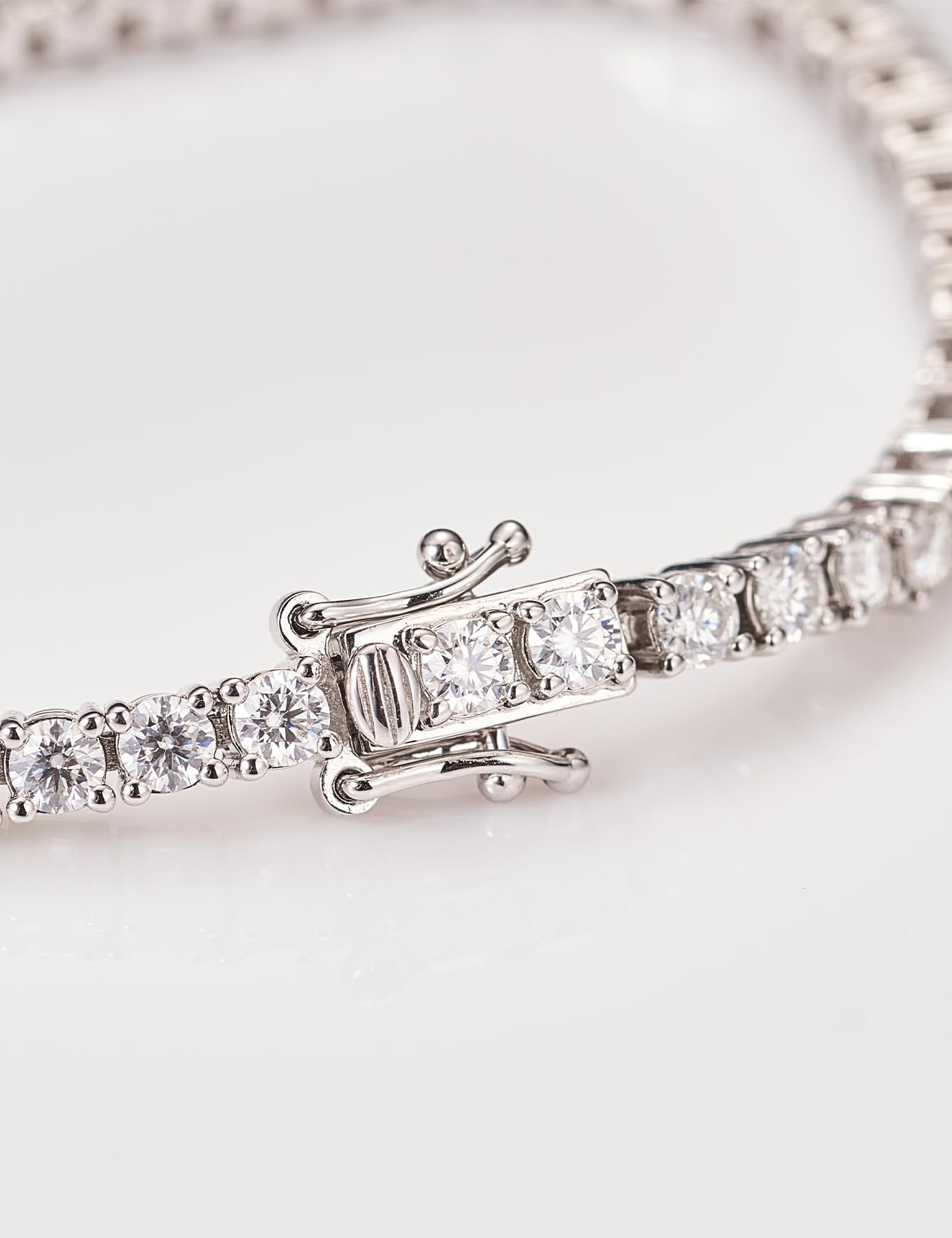 IMOLOVE Moissanite Tennis Bracelet for Women Sterling Silver Wedding Bracelets for Brides Stacking Dainty Bracelets with 18K White Gold Plated-18