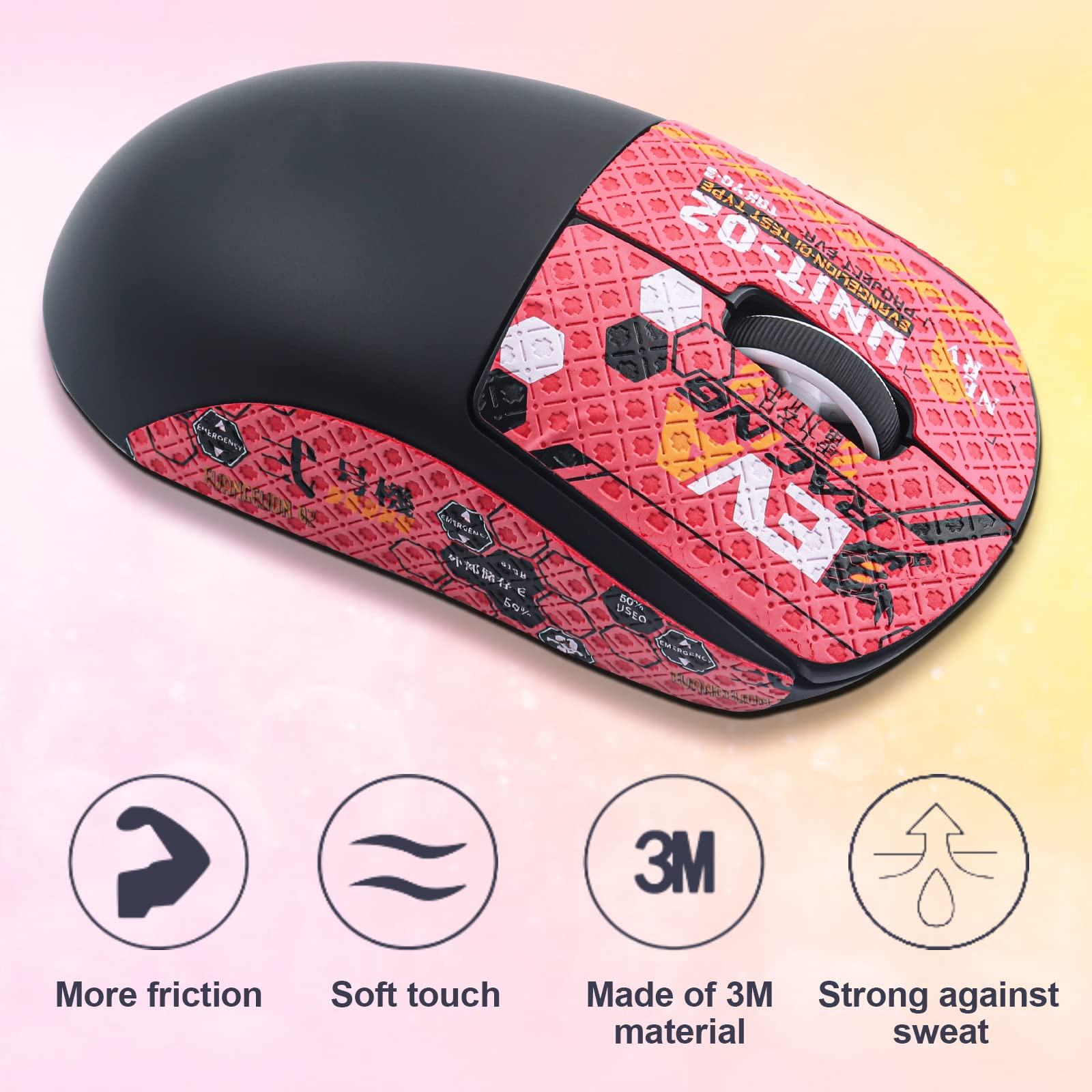 JOMKIZ Gaming Mouse Grip Tape Sweat Resistant Side Stickers Anti-Slip for Logitech-G Pro X Wireless Moisture Self-Adhesive Design Professional Mice Upgrade Kit
