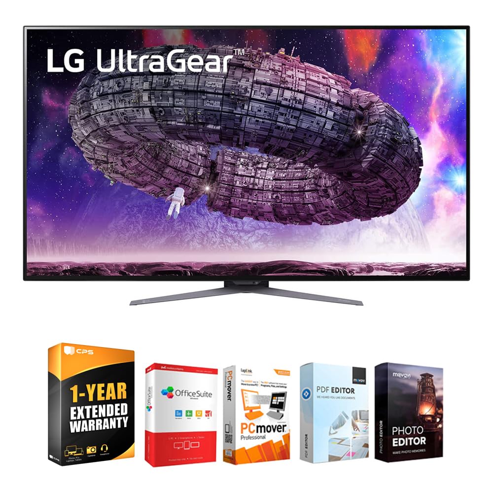 LG 48GQ900-B 48" Ultragear UHD OLED Gaming Monitor, 120 Hz, G-SYNC Compatible Bundle with Elite Suite 18 Software + 1 Year Protection Warranty