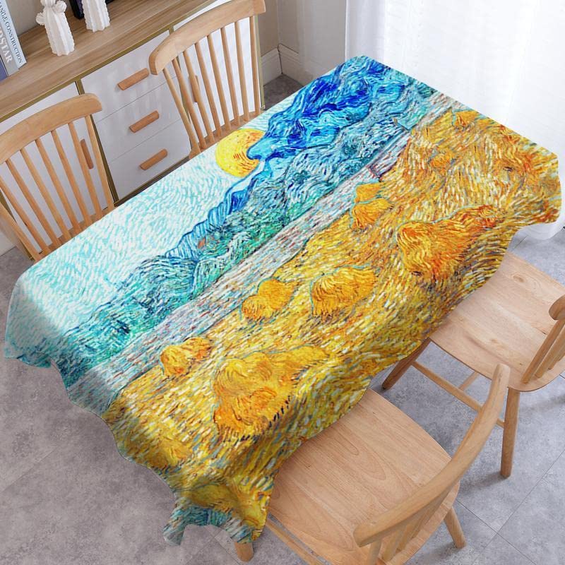 MLQL Van Gogh Oil Painting Waterproof Coffee Table Table Cover Rectangular Tablecloth Party Decoration Tablecloth Mantel A19 140x210cm