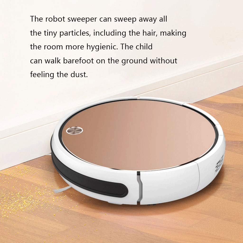 LHLLHL Robot Vacuum Cleaner, Super-Thin, Quiet, Self-Charging Robotic Vacuum Cleaner, Cleans Hard Floors to Medium-Pile Carpets (Color : Gold, Size : 32.5 * 32.5 * 8cm)