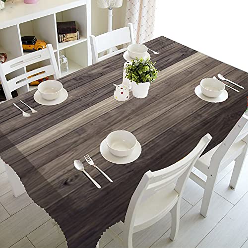 MLQL Wooden Texture Printing Rectangular Tablecloths for Table Wedding Decoration Waterproof Coffee Table Cover Anti-Stain A10 140x210cm