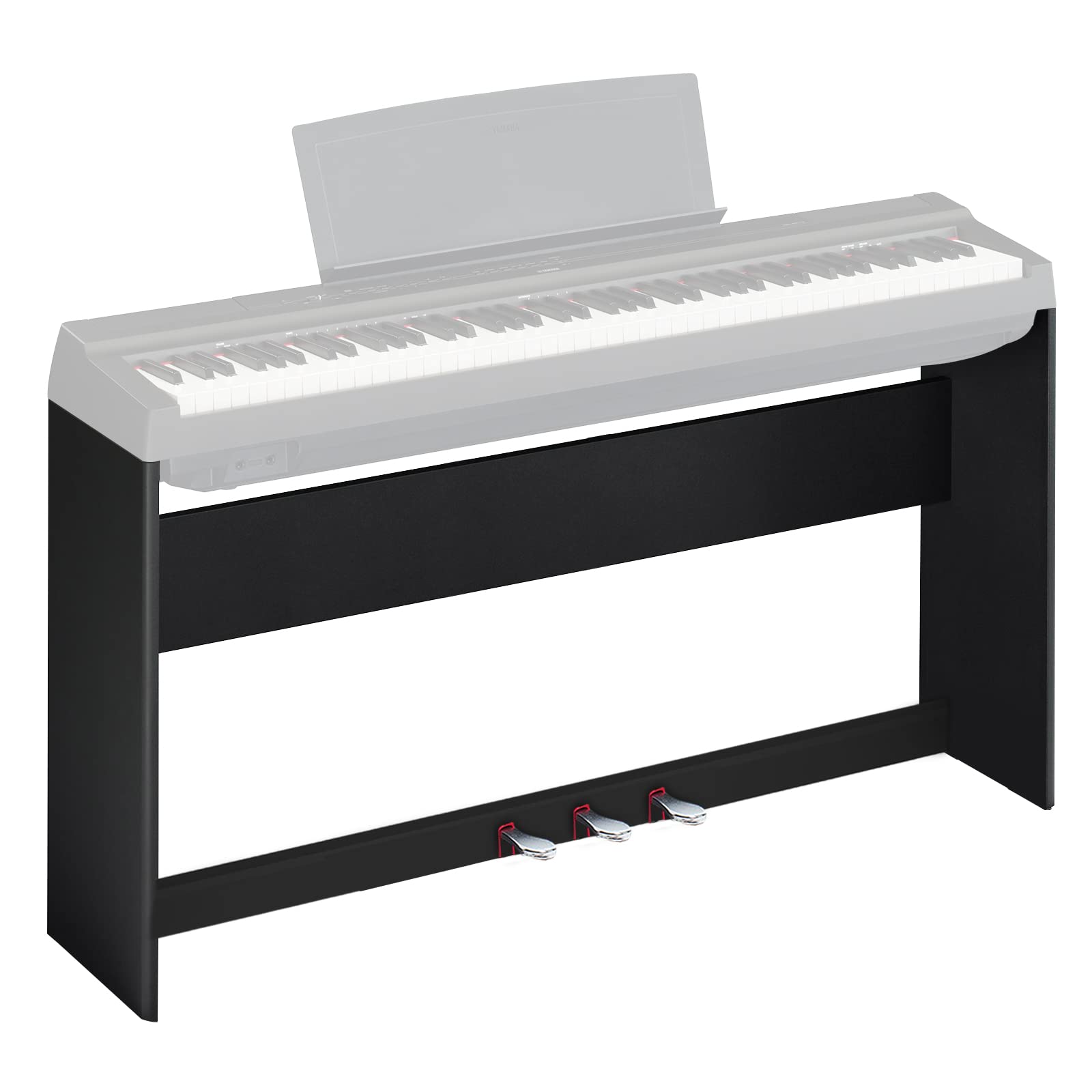Marisflo Wooden Keyboard Stand L125B with 3 Pedal Unit, Black