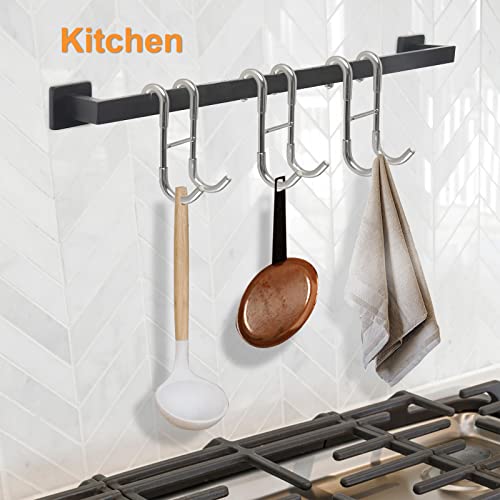 Mros 2 Pack Over Shower Glass Door Hooks,304 Stainless Steel Rack Hooks,Towel Hooks for Bathroom Frameless Glass Shower Door,Kitchen and Wardrobe Hanger,Shower Squeegee Hooks (Silver)