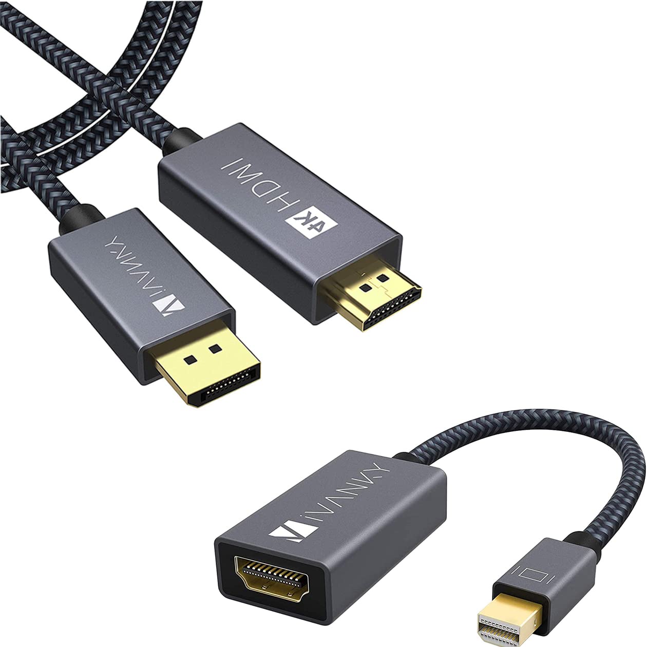 IVANKY Mini DisplayPort to HDMI Adapter, 4K DisplayPort to HDMI Cable Uni-Directional 6.6ft