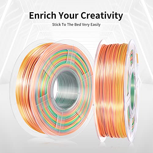 SUNLU Rainbow Silk PLA+ 3D Printer Filament PLA Rainbow 3D Printer Filament, 3D Printing PLA+ Filament 1.75mm, 1kg(2.2LBS) Spool, Rainbow