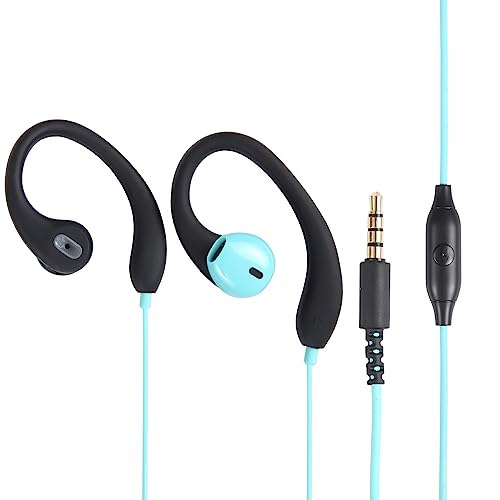 mucro R12 Sports Stereo Wired Earphones Ear Hook Earbuds with Microphone Half in Ear Type Over-Ear Buds Headphones with a 3.5mm Plug 1.2m Cable for Running Cycling and More (Blue)