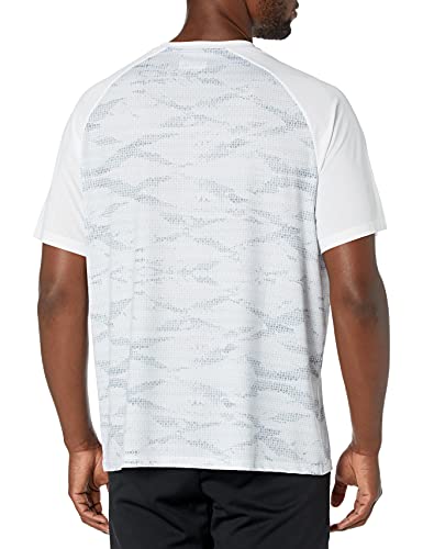 GRAND SLAM Men's Short Sleeve Watercolor Retro Geometric Print Shirt, Bright White, Large