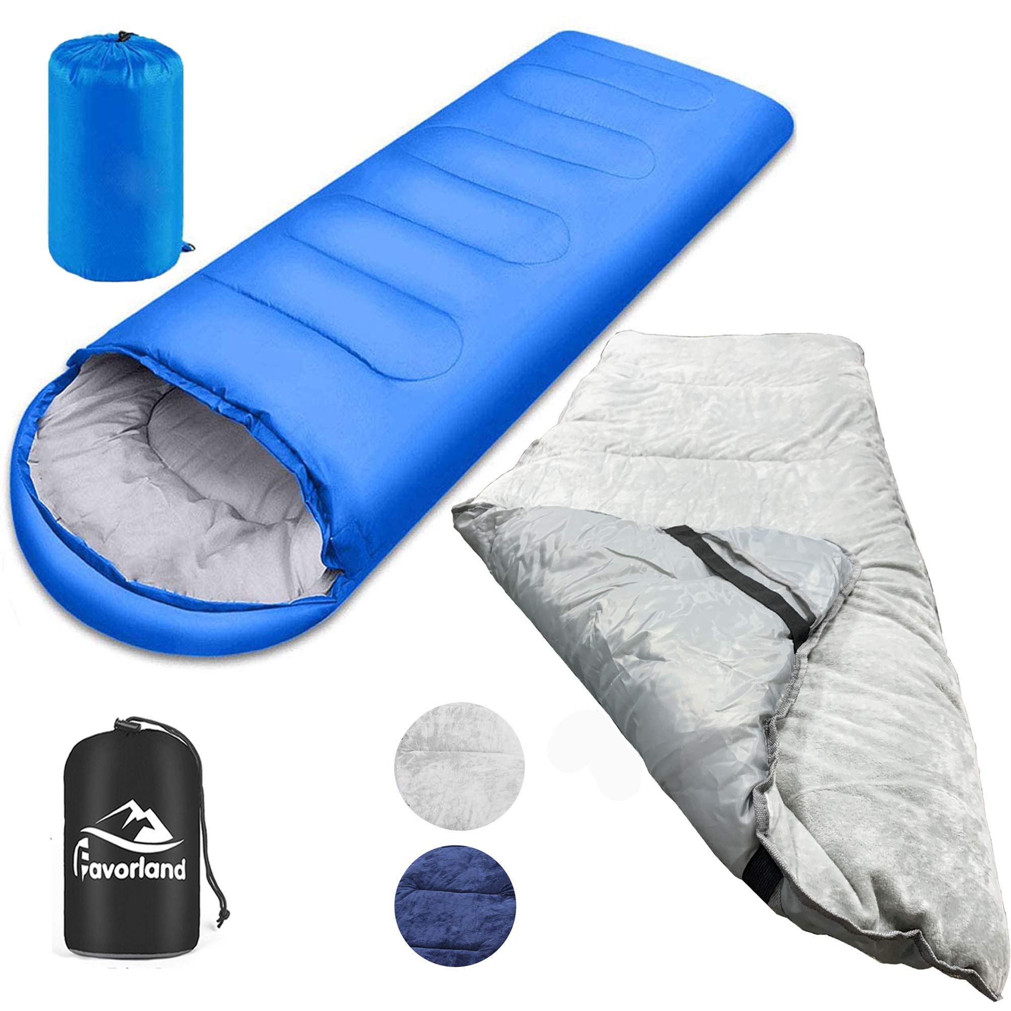 Favorland Sleeping Bag and Camping Sleeping Cot Pad Lightweight Durable for Hiking Backpacking Traveling with Compression Sack