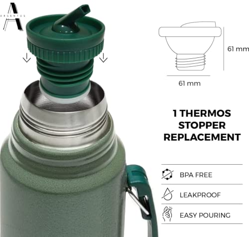 Stanley Thermos Stopper Pico de Mate Replacement Part For Classic Vacuum Insulated Wide Mouth Bottle Thermos (1.1QT, 1.5QT, 2QT) (Green, Set of 1)