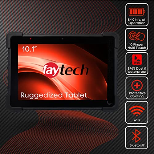 faytech 10.1" Rugged Industrial IP65 Waterproof PC Tablet Windows 10 Pre-Installed, N4200 Quad-Core CPU, 6GB RAM+128GB eMMC, Integrated W-LAN, Bluetooth 5.2, Rechargeable 7.4V/7000mAh Battery
