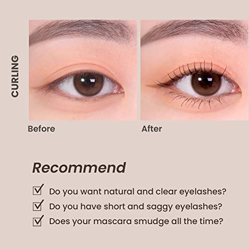 heimish Dailism Smudge Stop Mascara - 0.32oz/9g (Curling) | Non-Smudging, Curling Mascara | Washable, Non-Clumping, Waterproof Mascara for Eye Makeup | Kbeauty