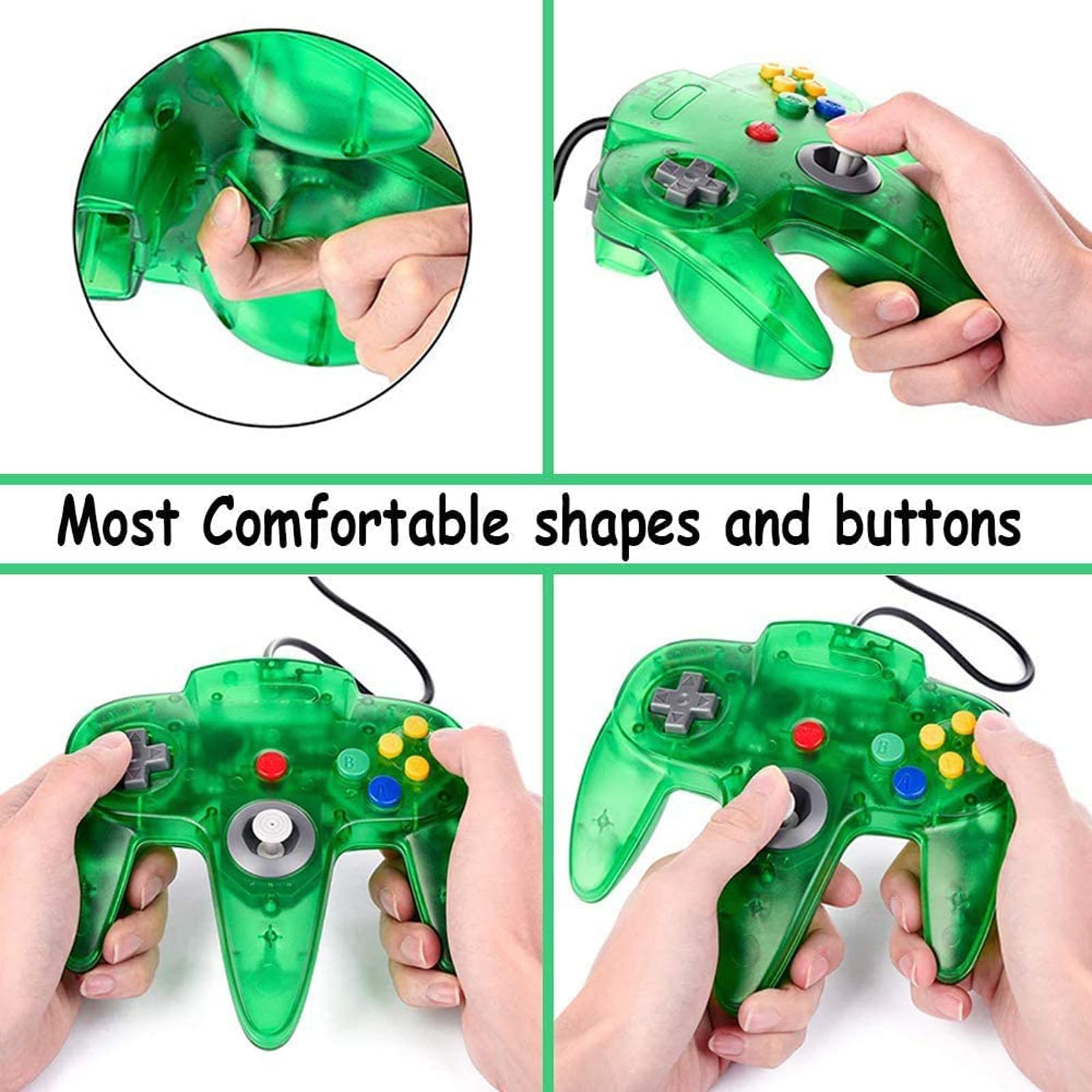 JINHOABF Classic N64 Controller,Wired N64 64-bit Gamepad Joystick for N64 Console(Black)