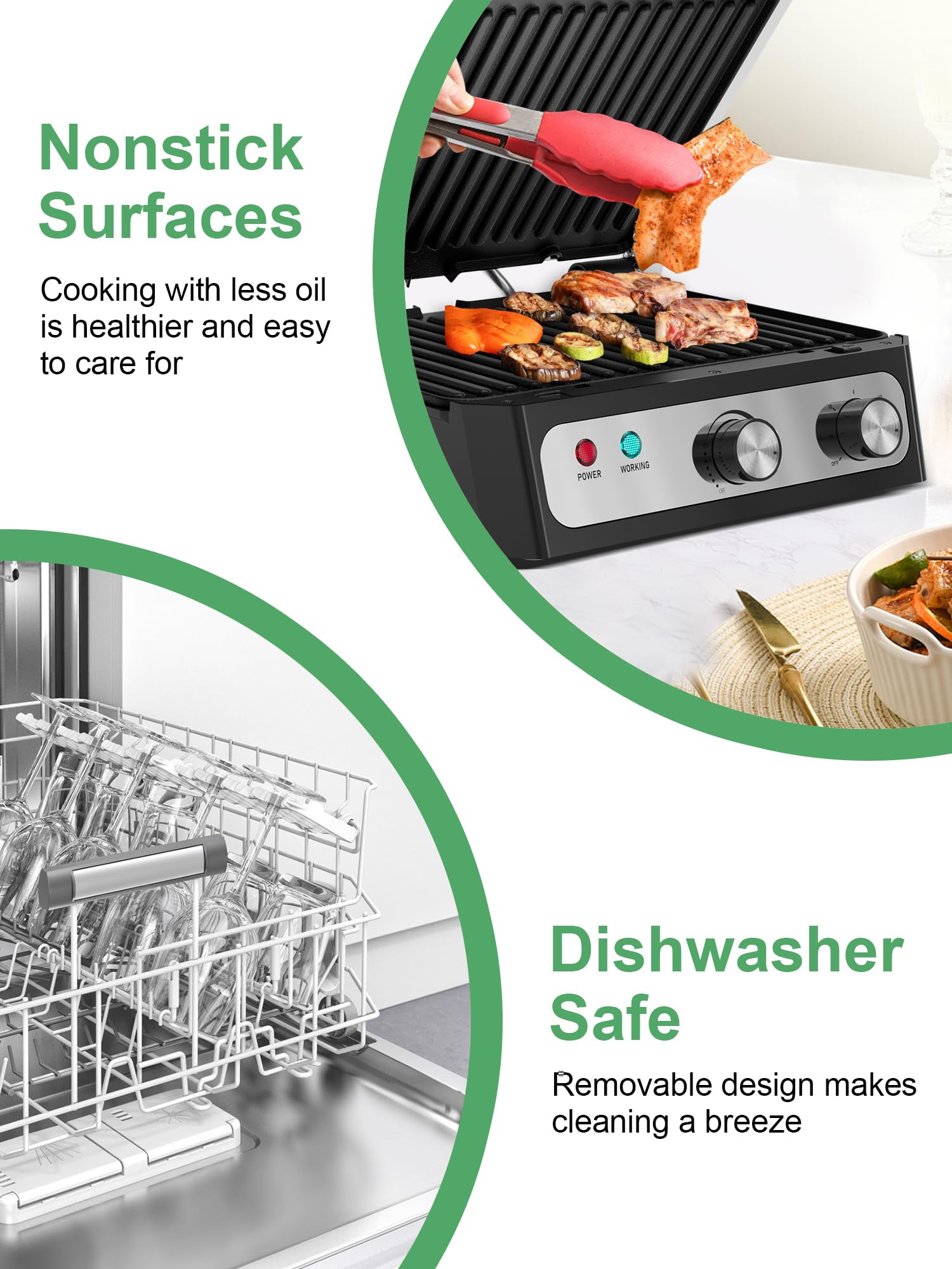 Panini Press Sandwich Maker - CACHOO Electric Indoor Grill with Temperature & Timer Control, 4-Slice Breakfast Sandwich Maker for Quesadillas, Burgers, Removable Plates with 180° Opening