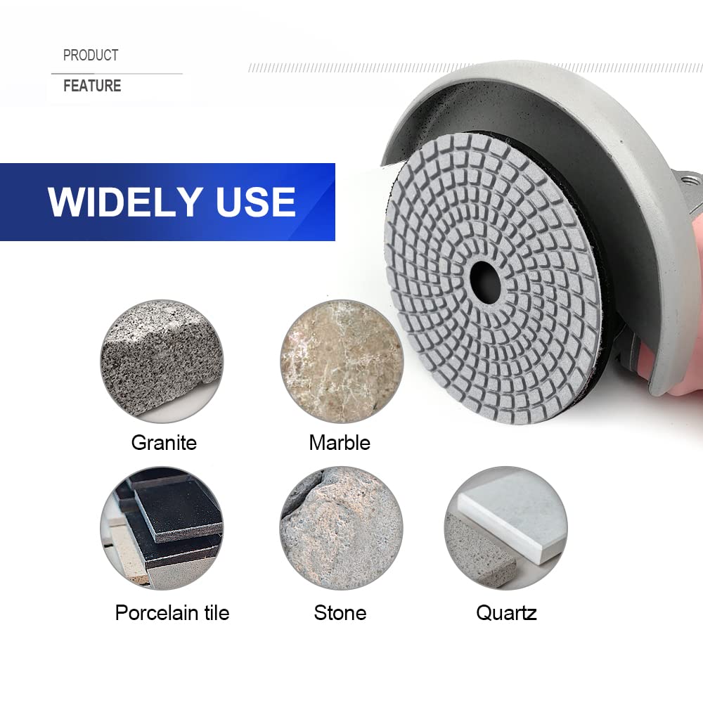 SHDIATOOL 8Pcs 4 Inch Diamond Wet Polishing Pads with White Bond Grit 50 for Marble Granite Stone