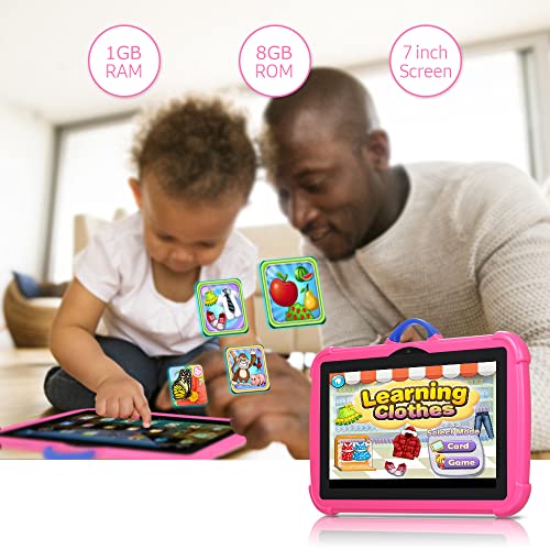 Q8 7 inch Kids Tablet IPS Screen 1024 * 600 Resolution 1GB+8GB Memory Android 6.0 Support WiFi/BT Connection Blue US Plug