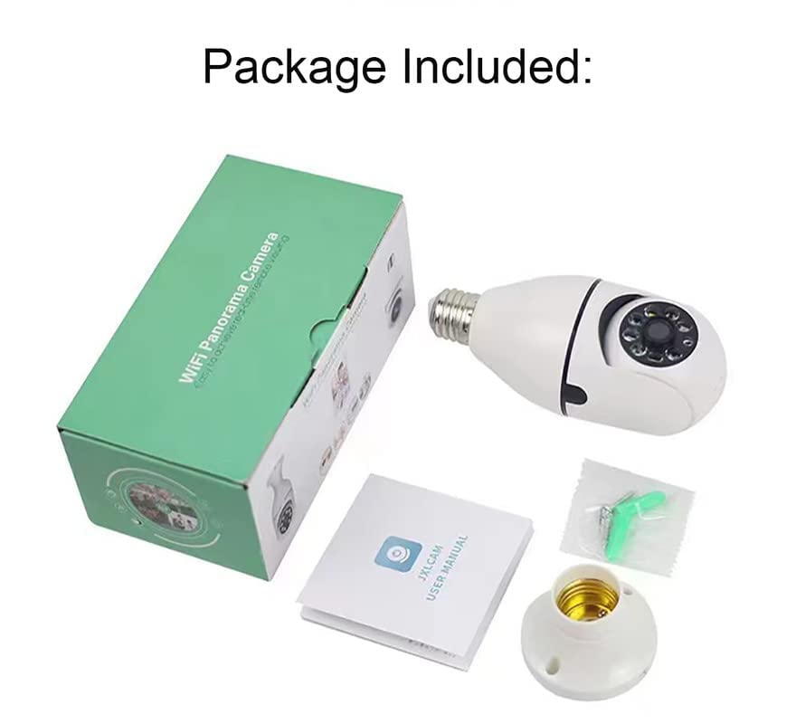 Light Bulb Camera 2 Pack, Wireless WiFi Full HD 5MP Security Light Bulb Camera, 360 Panoramic IP Camera, Indoor Outdoor, 1080P 2.4GHz WiFi Camera with Real-time Motion Detection, Alerts, Night Vision