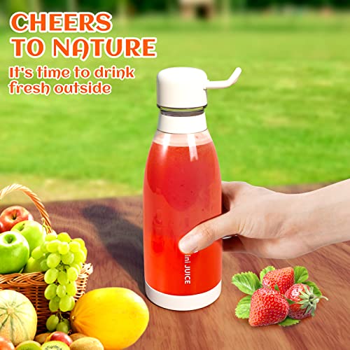Portable Blender, One-handed Drinking Travel Bottle for Shakes and Smoothies, 8 Blade Portable Juicer,14 oz with Rechargeable USB personal size blenders