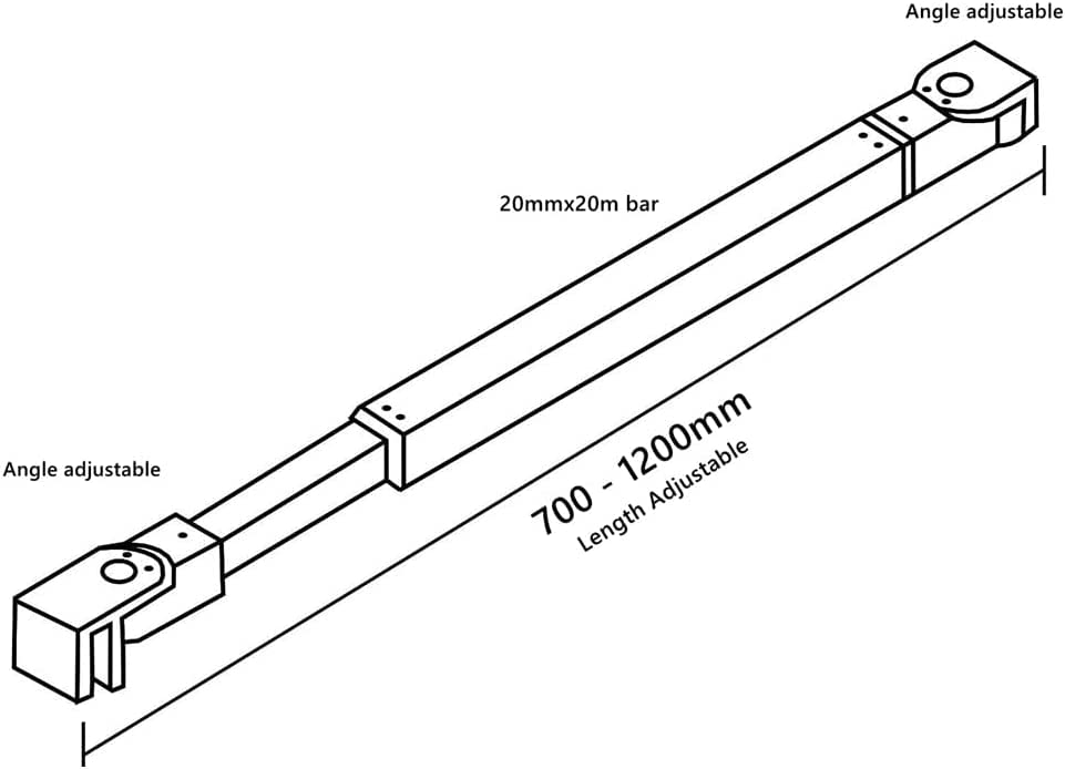 LukLoy Adjustable 700mm to 1200mm Telescopic Bar Support Bar Stabilizer Bracket for Walk in Shower Screen 6mm - 10mm Glass