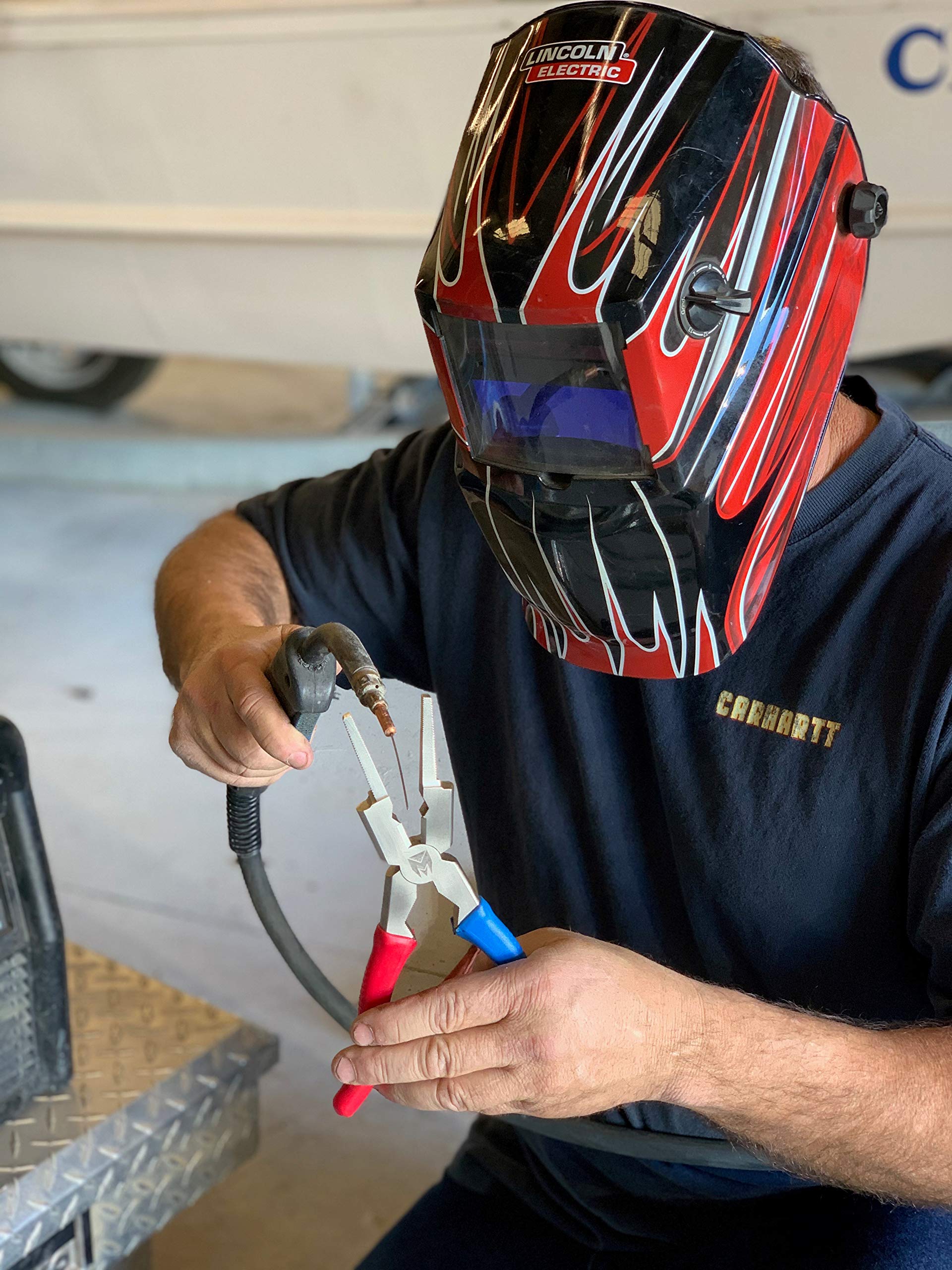 Migtronic - Welding Pliers - Mig Pliers-Multi-Function - Multi-Tool- Red White Blue-8 inch-USA-Stainless Steel-Welding-Fabrication-Welder-Mig Welding- Wire Cutter-Tool