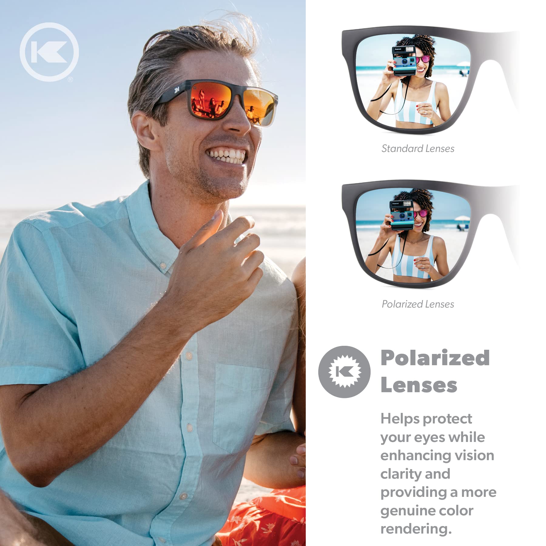 Knockaround Torrey Pines Sunglasses With Full UV400 Protection For Men And Women, Matte All Black Frames/Sky Blue Reflective Lenses
