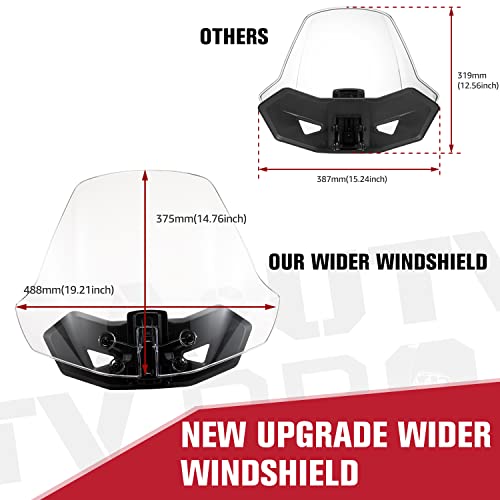 Ryker Adventure Wider Windshield, A & UTV PRO New Upgrade XXL Adjustable Vented Translucent Clear Hard Coated Windscreen Wind Deflector for Can Am Ryker All Models Accessories, Replace OEM #219401032