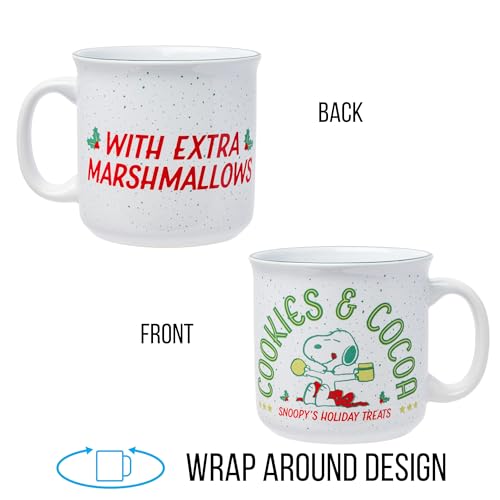 Silver Buffalo Peanuts Snoopy Cookies And Cocoa Ceramic Camper Mug, 20 ounces
