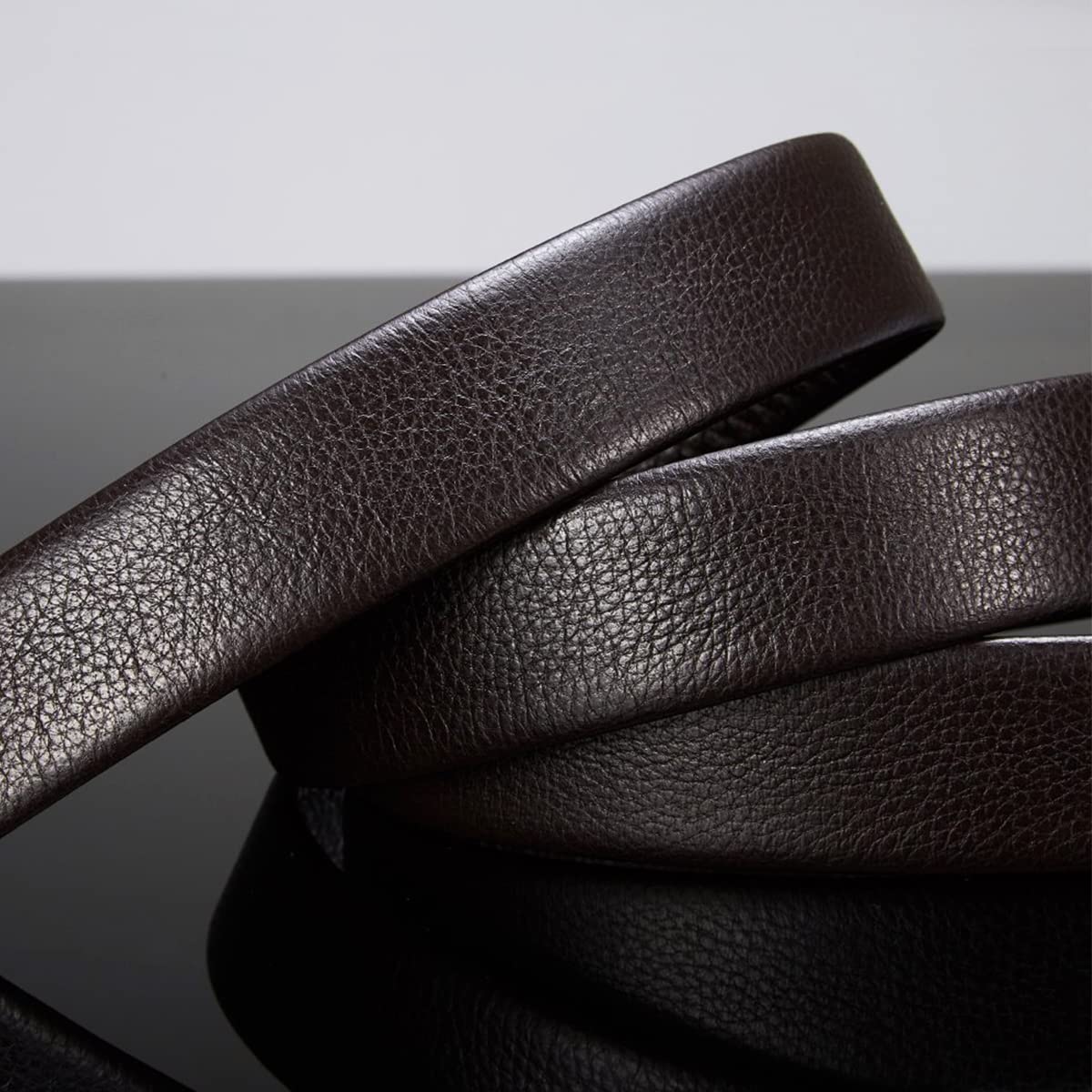 LAORENTOU Genuine Leather Ratchet Belt for Men - Mens Belt 1-3/8" for Jeans Adjustable Belt Replacement without Buckle