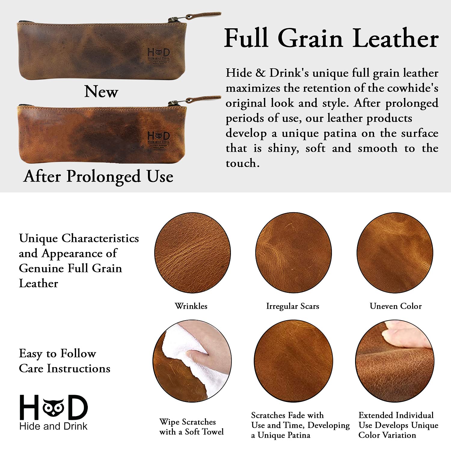Hide & Drink, Set of 2 Hot Handle Holders, Panhandle & Side Kick, Heat Resistant, Assist Grip for Cast Iron Skillets & Pans, Full Grain Leather, Handmade, Bourbon Brown