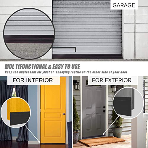 Upgraded Door Draft Stopper for Large Gap,Widened Door Sweep Seal Gap Up to 1-2/5" for Interior, Exterior and Garage Doors- Keeping Draft,Dust, Noise, Unwanted Light and Pests Out, 3" W x 37" L,Black