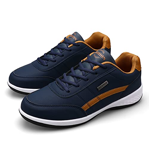 FASDNENDYS Men Wedge Heel Soft Sole Soft Sole Round Toe Breathable Running Western Shoes Sneaker Rack for Men Door Dark Blue