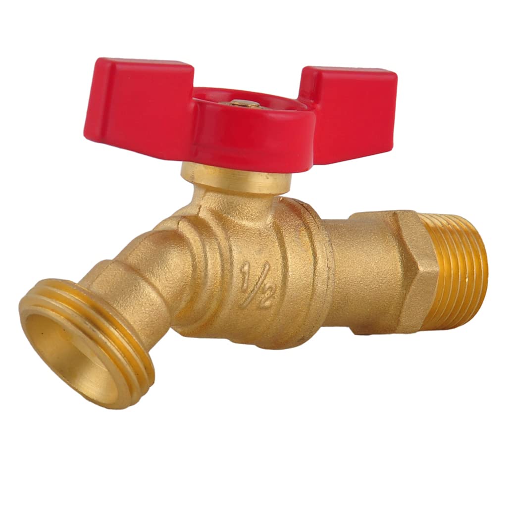 LD Longda (2-Packs) Male Hose Bibb 1/2" MIP × 3/4" MHT with 1/4-Turn Water Hose Shut Off Valve, Hreaded Garden Hose Outlet Ideal for Gardens, patios, Boiler Drain