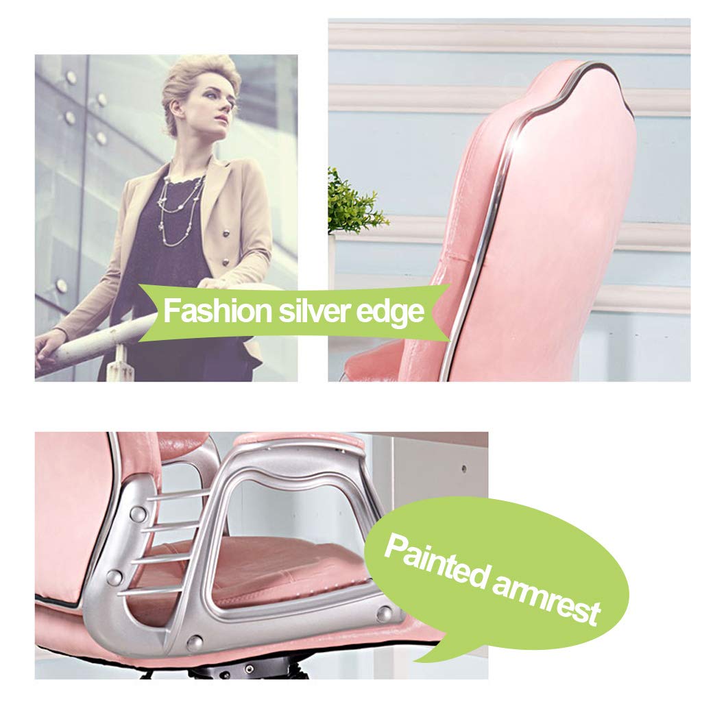 Fubas- Ergonomic Armchair with Casters, Home Office Desk Chair, PU Leather Upholstery-White Crystal Pull Buckle Inlaid Backrest