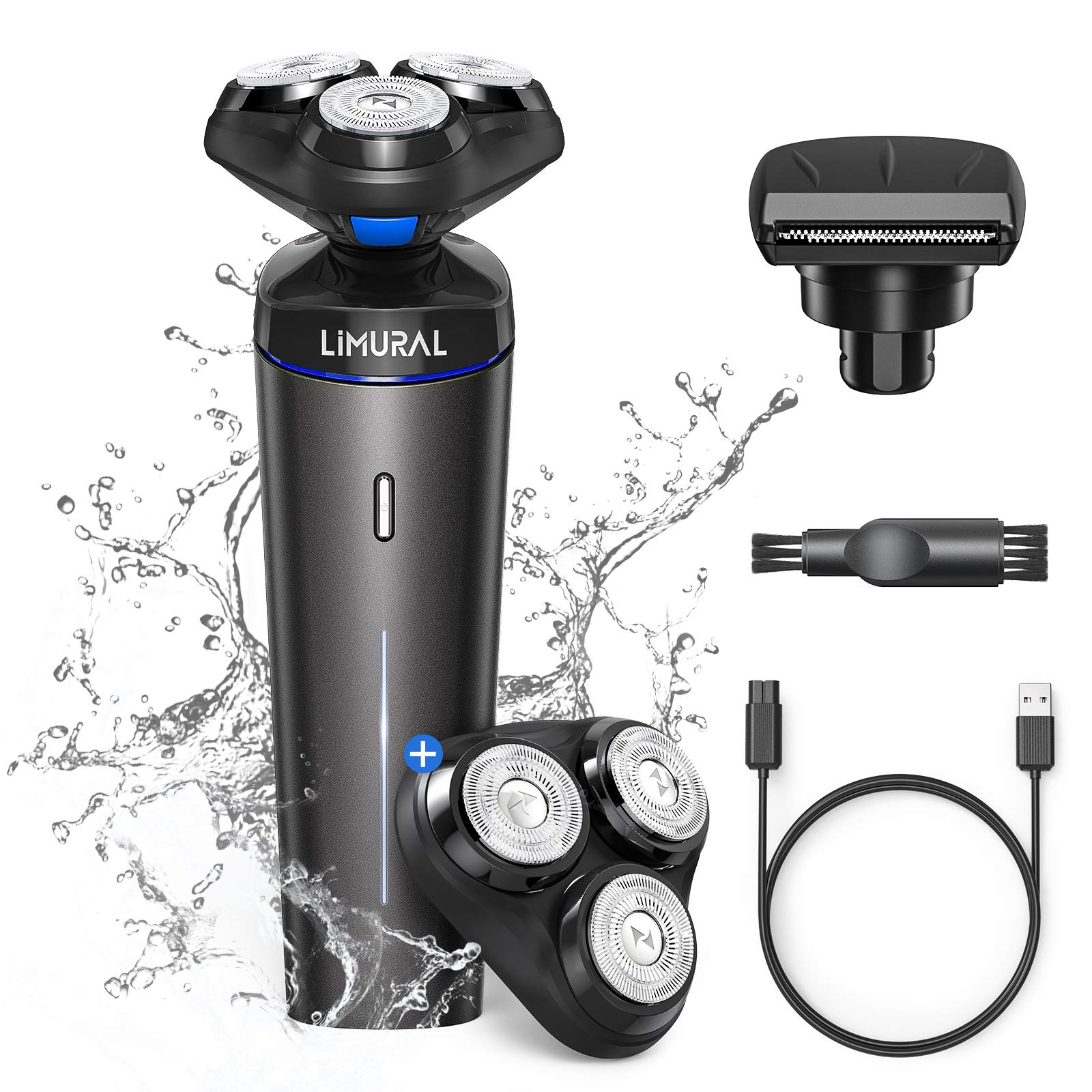 Limural PRO Electric Shavers for Men, Electric Rotary Shaver Razor with Extra Replacement Blade Sets Wet&Dry, Cordless Close Shave Men’s Grooming Kit with Pop-up Beard Trimmer