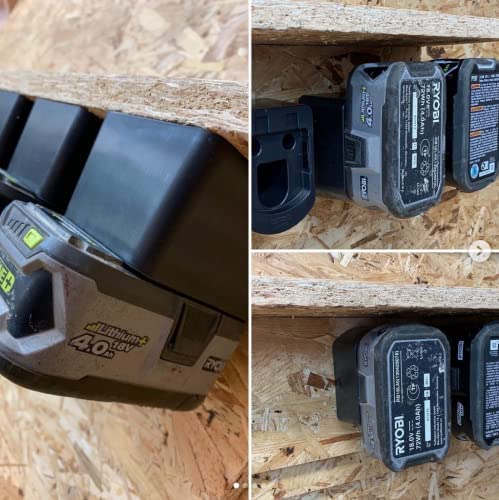 StealthMounts 18V Ryobi Battery Holder - 4 Pack | Ryobi Battery Mount | Ryobi Battery Storage | Ryobi Organizer | Ryobi Battery Holder Wall Mount | Ryobi 18V Battery Mount | Made in UK