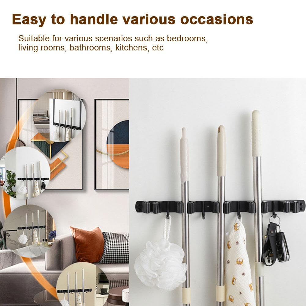 QHUDLV Broom Holder Over The Door,Mop and Broom Holder with Over Door Hook,Wall Mount Broom Storage Tool Organizer Garage Organization and Storage Utility Rack,-Rake, Shovel, Mop Hanger