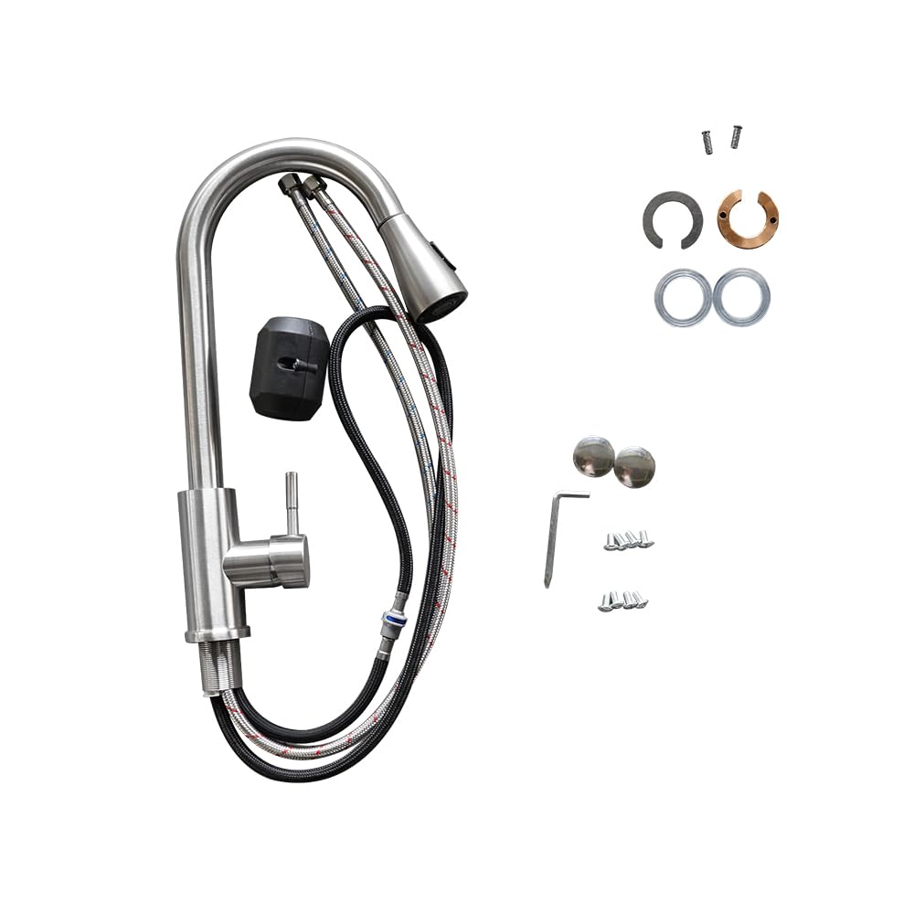 Qian Kun Free 304 Standing Stainless Steel Sink Utility Sink (Pull Down Sprayer & Drain Pipe) FreeStanding Outdoor Kitchen Sinks 47.2 * 19.7 * 35.4 Left Single Bowl Commercial Restaurant Sink NSF